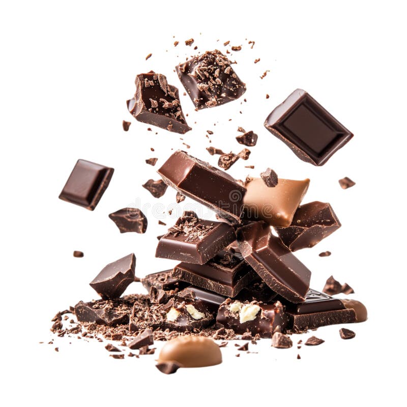 PNG Break Chocolates in Air on Transparent Background - Ai Generated ...