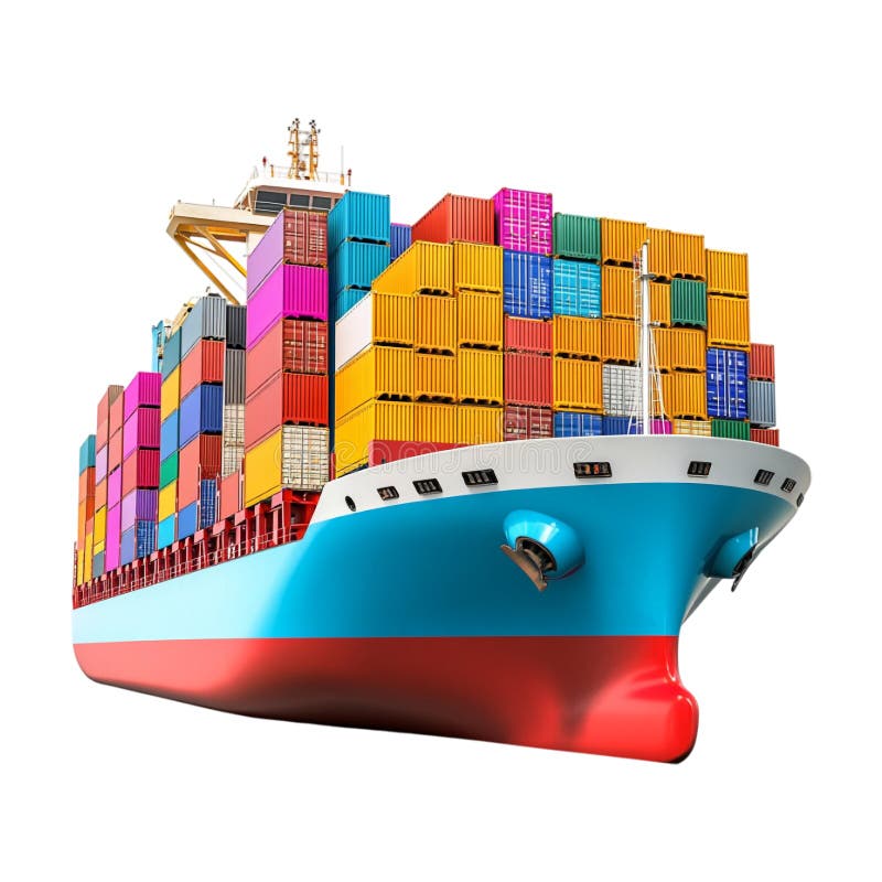 PNG Cargo Ship with Colorful Containers on Transparent Background Stock ...