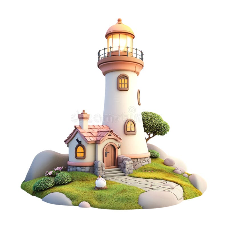 PNG Cartoon Lighthouse on Transparent Background - Ai Generated Stock ...