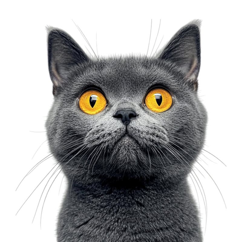 PNG Cat with Yellow Eyes on Transparent Background Stock Illustration ...