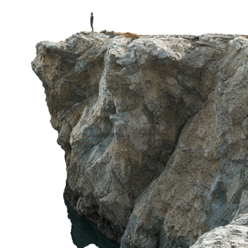 PNG Cliff with Figure Standing on Edge on Transparent Background Stock ...