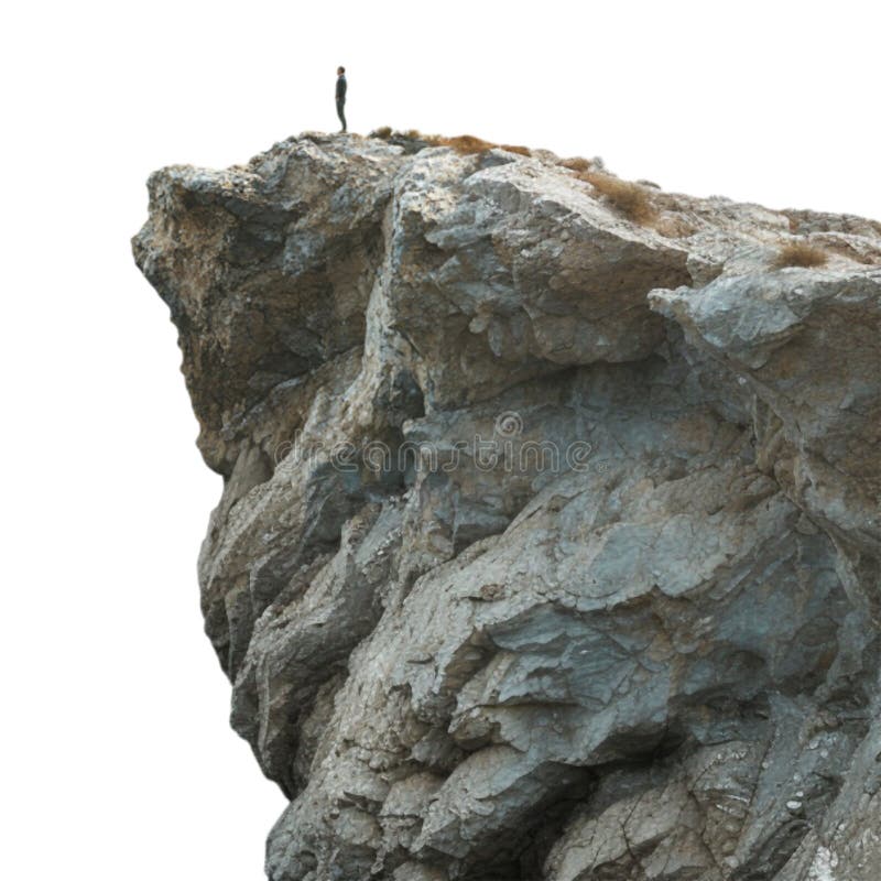 PNG Cliff with Figure Standing on Edge on Transparent Background Stock ...