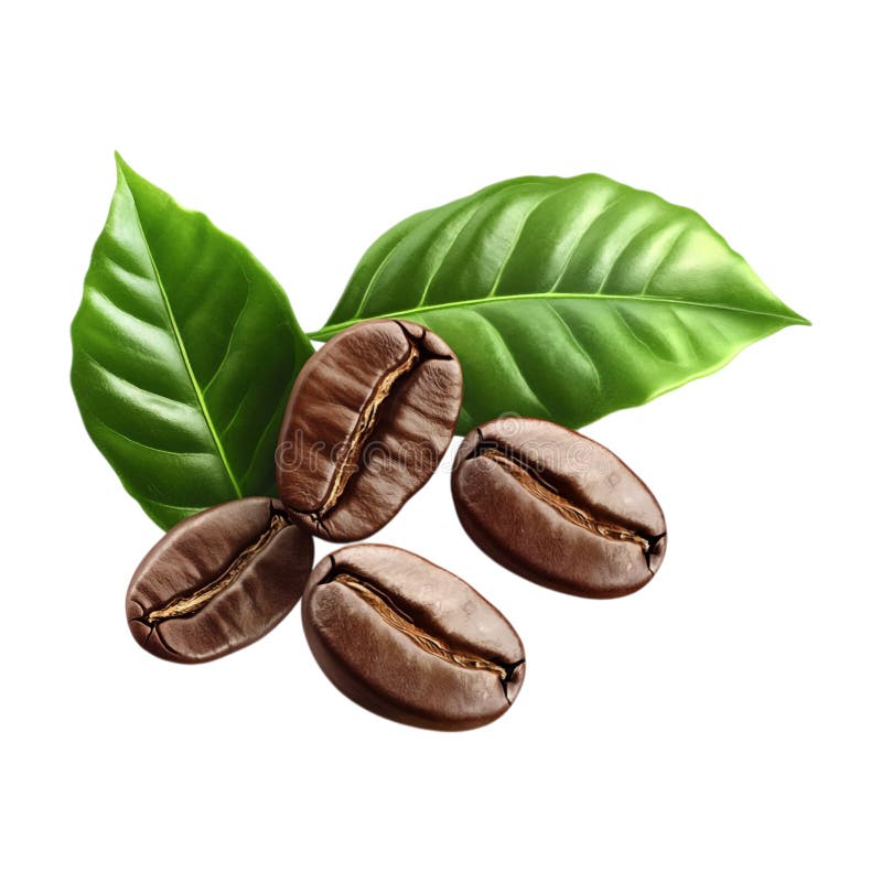 PNG Coffee Beans with Leaf on Transparent Background - Ai Generated ...