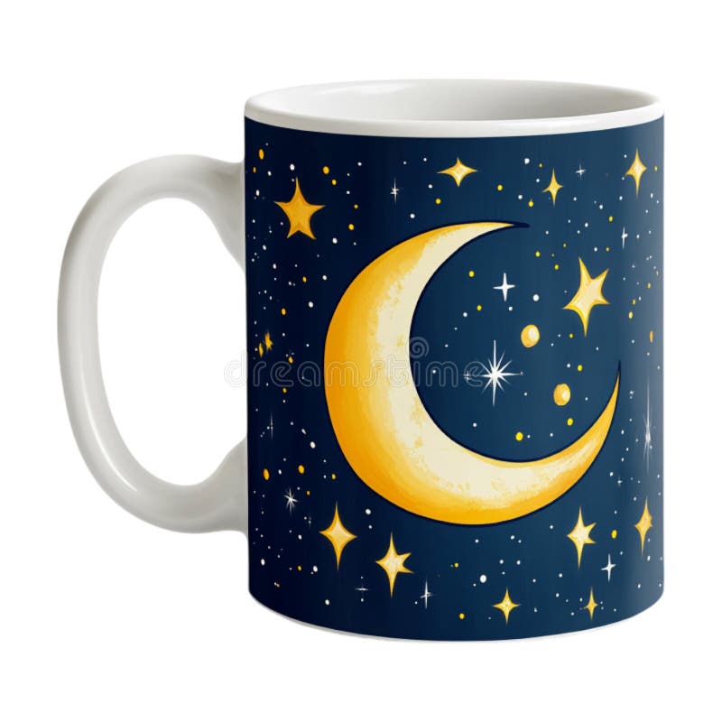 PNG Coffee Cup with Stars and Moon Printed on it on Transparent ...