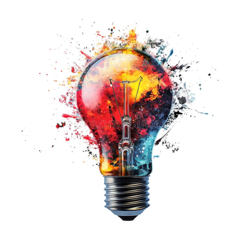 PNG Colorful Light Bulb on Transparent Background Stock Illustration ...