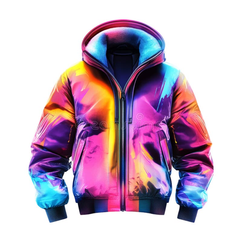 PNG Colorful Puffer Jacket on Transparent Background Stock Illustration ...