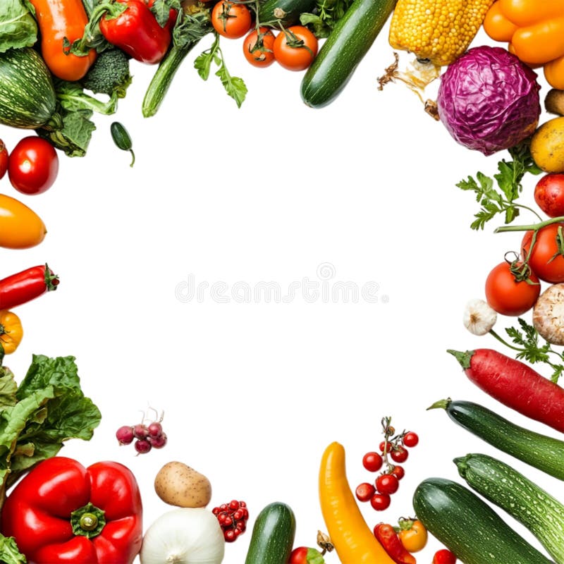 PNG Colorful Vegetables Frame on Transparent Background Stock ...
