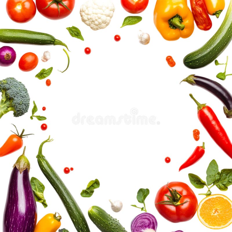 PNG Colorful Vegetables Frame on Transparent Background Stock ...