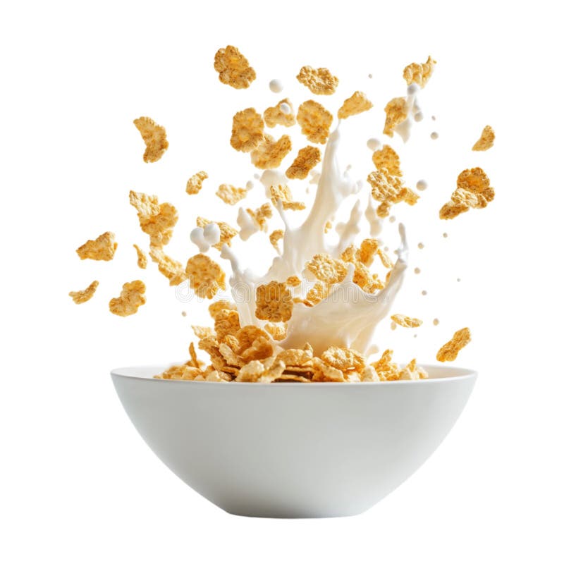 PNG Corn Flakes in a Bowl on Transparent Background - Ai Generated ...