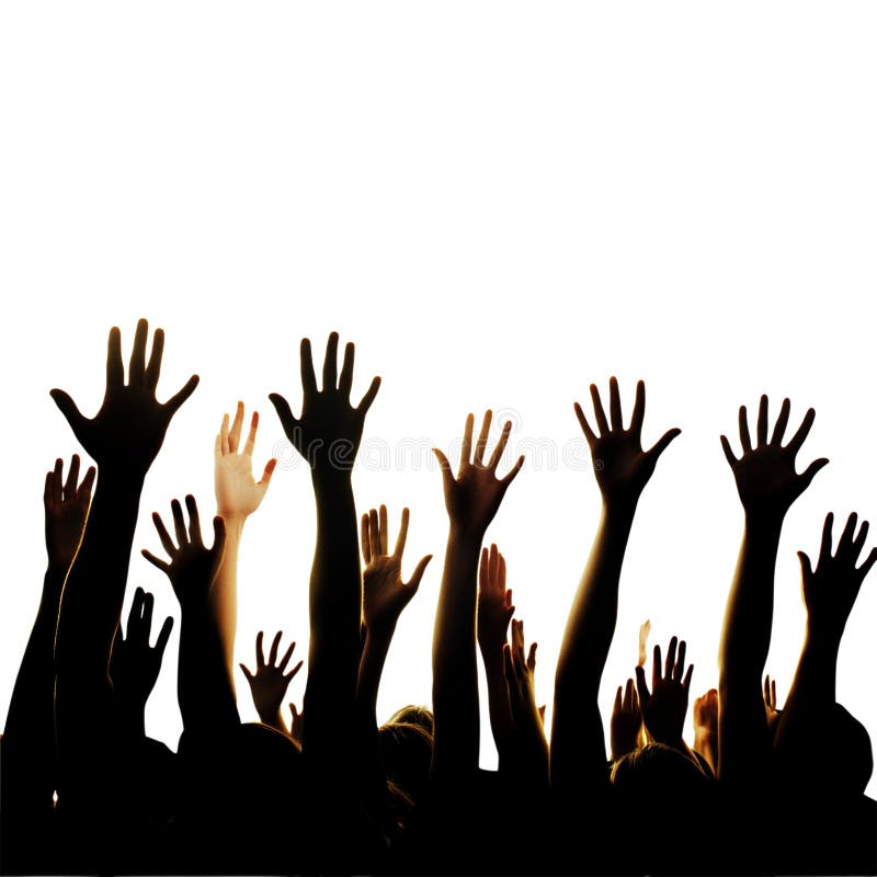PNG Crowd Silhouettes with Raised Hands on Transparent Background Stock ...