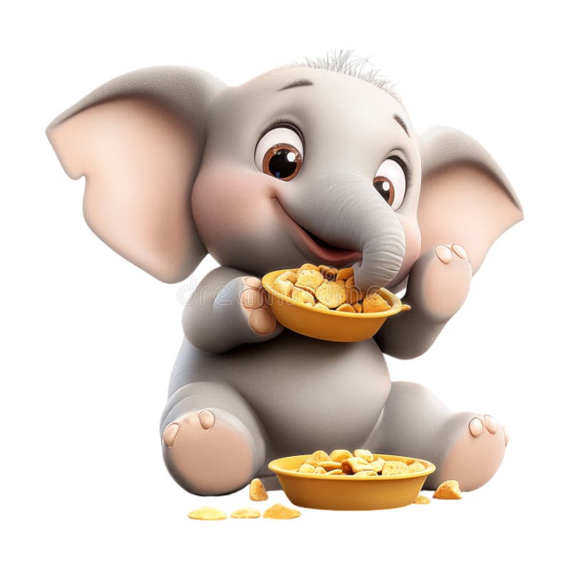 PNG Cute Elephant Eating on Transparent Background - Ai Generated Stock ...