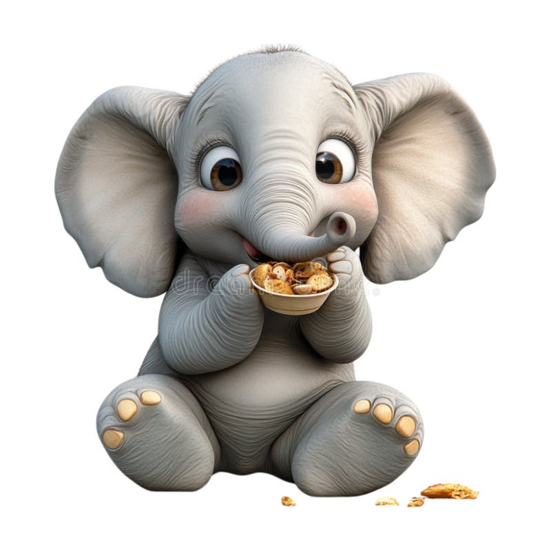 PNG Cute Elephant Eating on Transparent Background - Ai Generated Stock ...