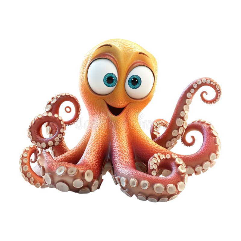 PNG Cute Octopus Cartoonish on Transparent Background - Ai Generated ...