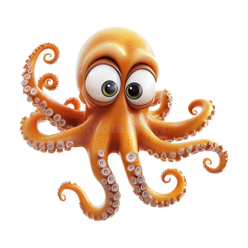 PNG Cute Octopus Cartoonish on Transparent Background - Ai Generated ...