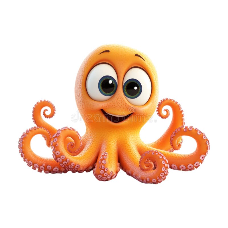 PNG Cute Octopus Cartoonish on Transparent Background - Ai Generated ...