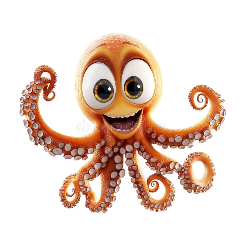 PNG Cute Octopus Cartoonish on Transparent Background - Ai Generated ...
