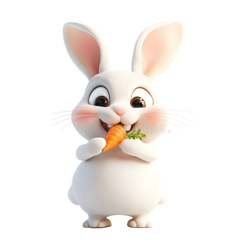 PNG Cute Rabbit Eating Carrot on Transparent Background - Ai Generated ...