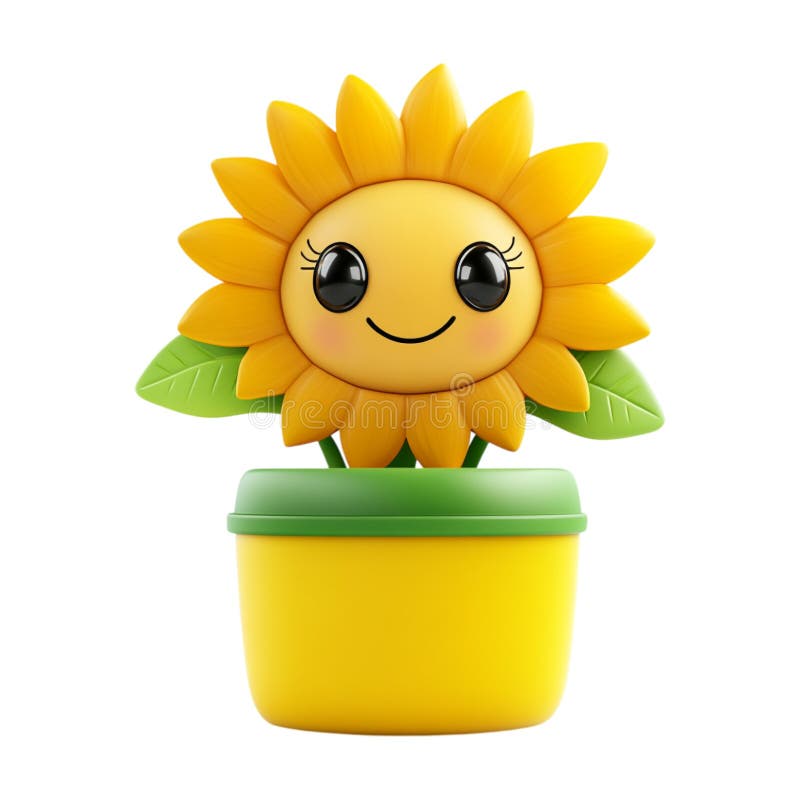 PNG Cute Sunflower in a Pot on Transparent Background - Ai Generated ...