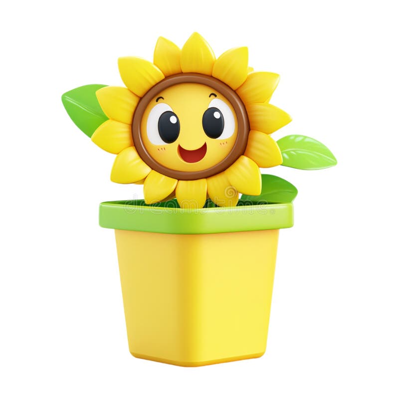 PNG Cute Sunflower in a Pot on Transparent Background - Ai Generated ...