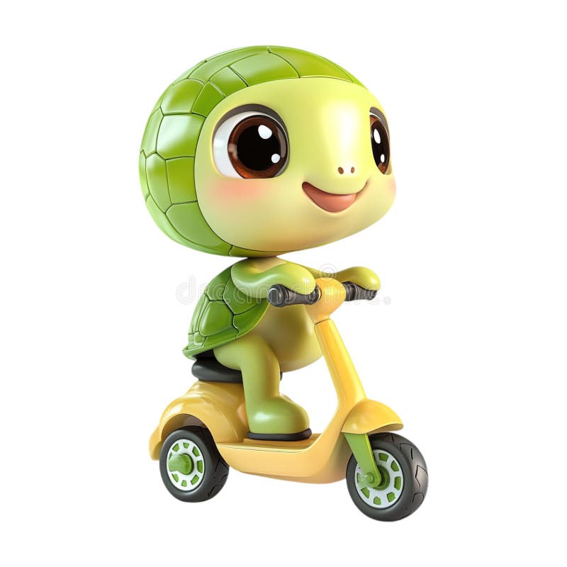 PNG Cute Turtle Riding Scooter on Transparent Background - Ai Generated ...
