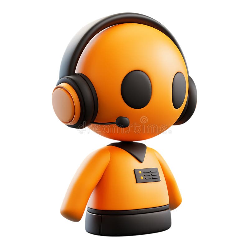 PNG 3D Render Orange Customer Support Avatar with Headset Tech Support ...