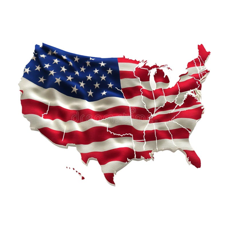 PNG 3D USA Map with Flag on Transparent Background - Ai Generated Stock ...