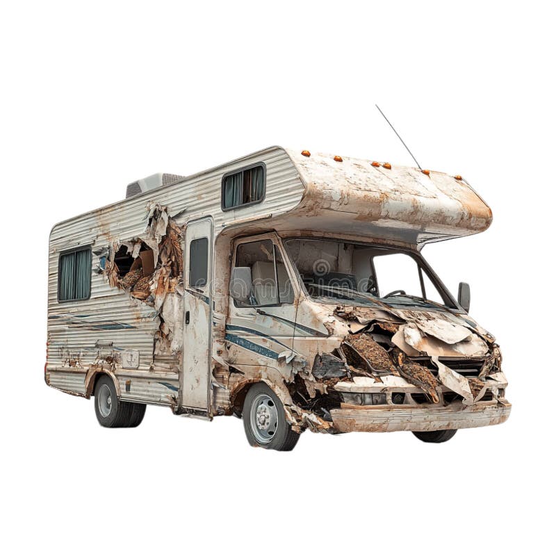 PNG Damaged Caravan Van on Transparent Background - Ai Generated Stock ...