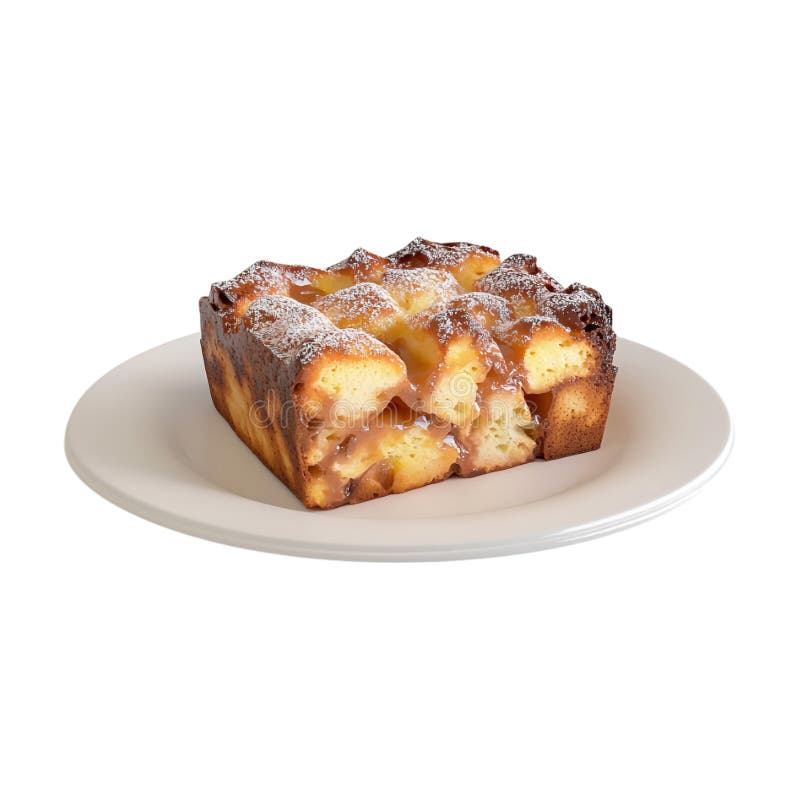 PNG Decadent Bread Pudding on Plate on Transparent Background Stock ...