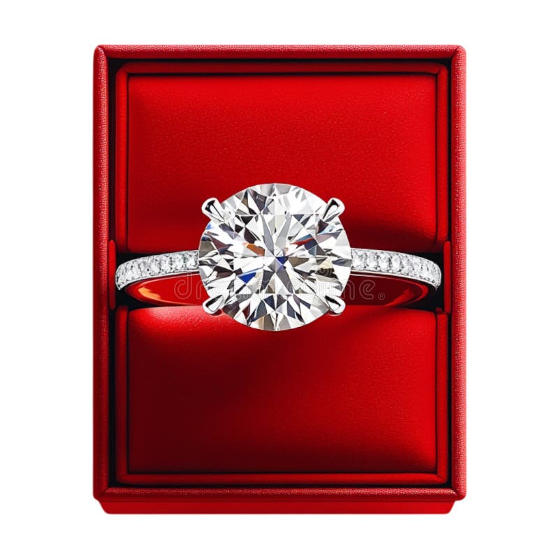 PNG Diamond Ring in Red Box on Transparent Background Stock ...