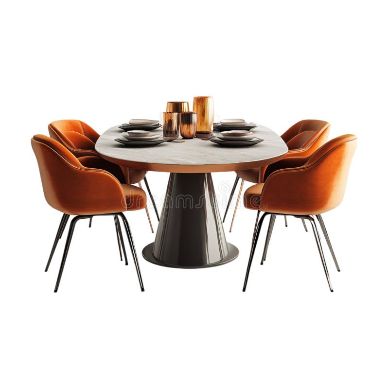 PNG Dining Cafe Table with Chairs on Transparent Background - Ai ...