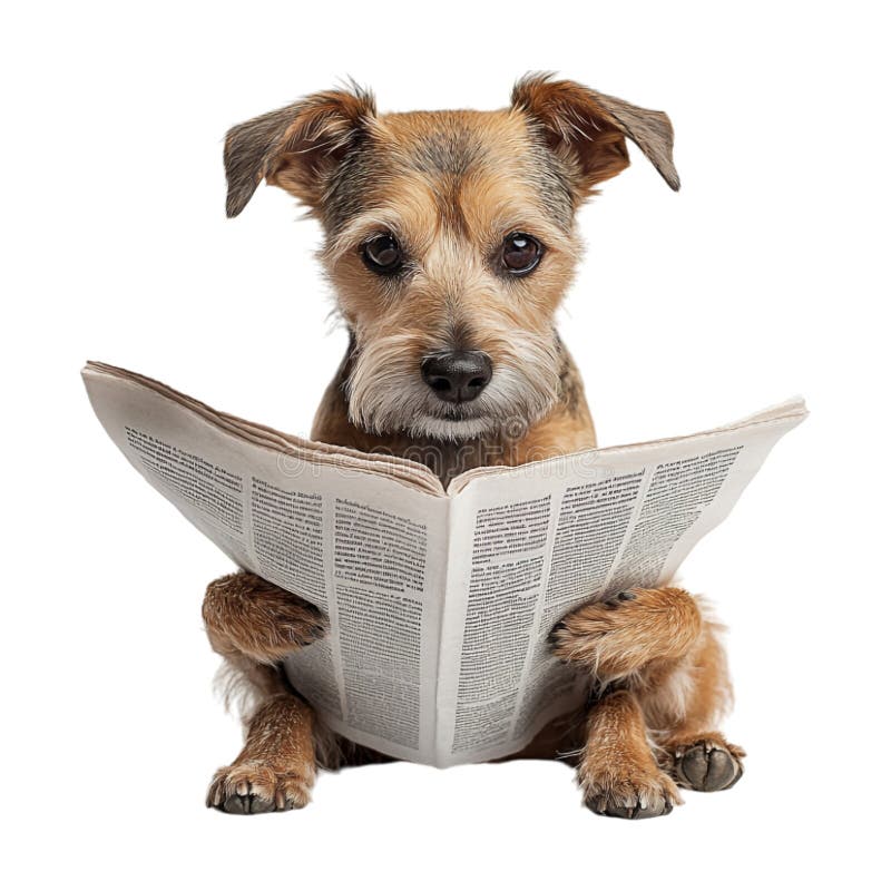 PNG Dog Reading Newspaper on Transparent Background - Ai Generated ...