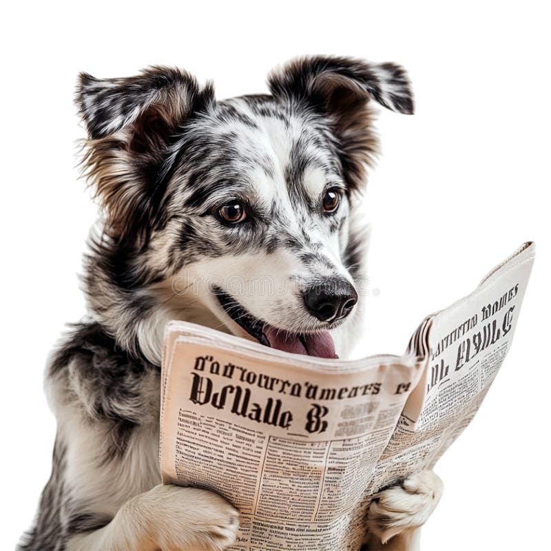PNG Dog Reading Newspaper on Transparent Background - Ai Generated ...