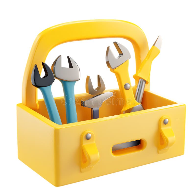 PNG Essential Tools a 3D Render of a Yellow Toolbox Against Transparent ...