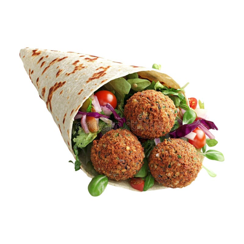 PNG Falafel Wrap with Vegetables on Transparent Background Stock ...