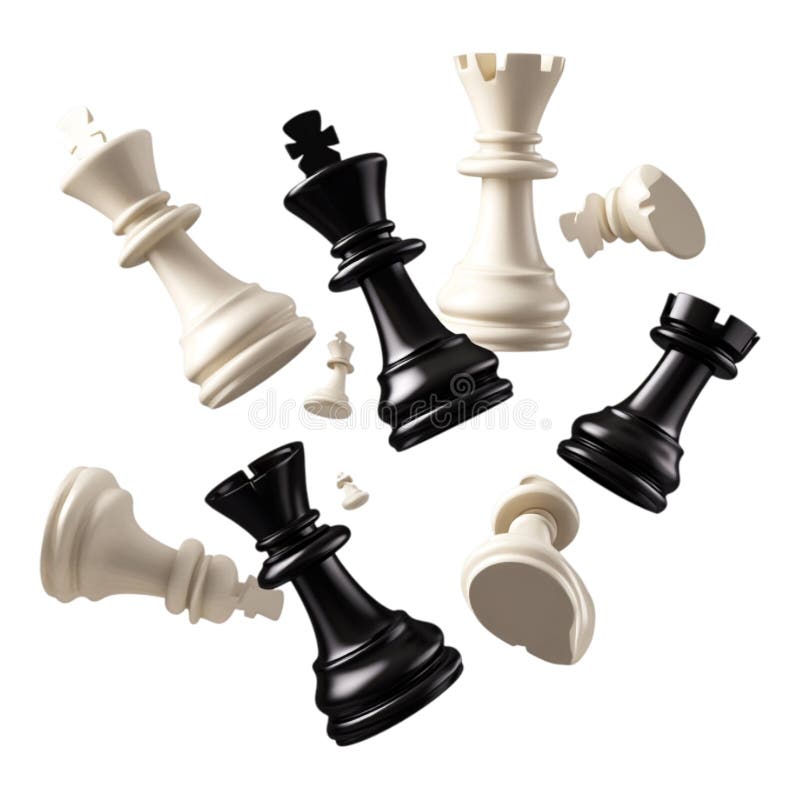 PNG Falling Black and White Chess Pieces Against Transparent Background ...