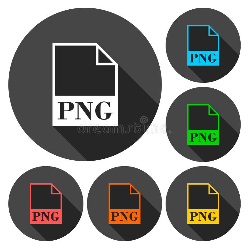 PNG File Icons Set with Long Shadow Stock Vector - Illustration of flat ...