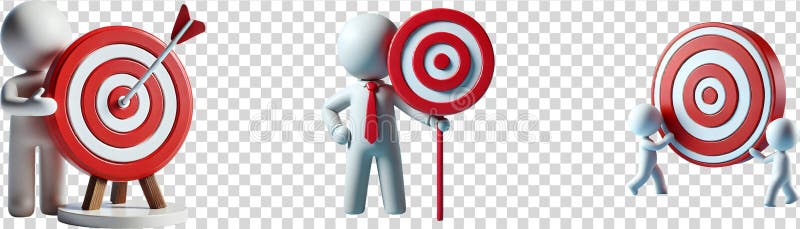 Cutout of Three 3D Figures with Target Boards in Various Poses Stock ...