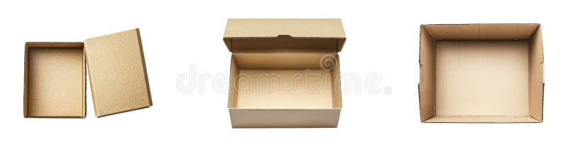 Three Different Types of Cardboard Boxes in Various States of Openness ...
