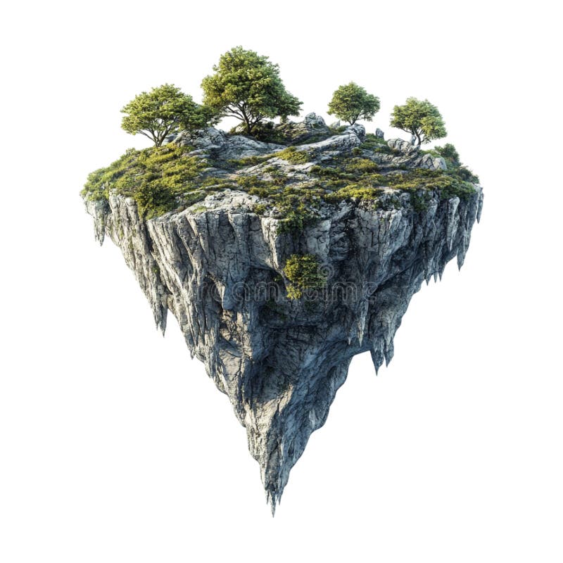PNG Floating Island with Trees and Rocks on Transparent Background ...