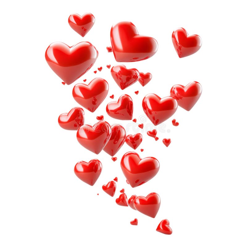 PNG Flying Hearts Against Transparent Background Stock Illustration ...