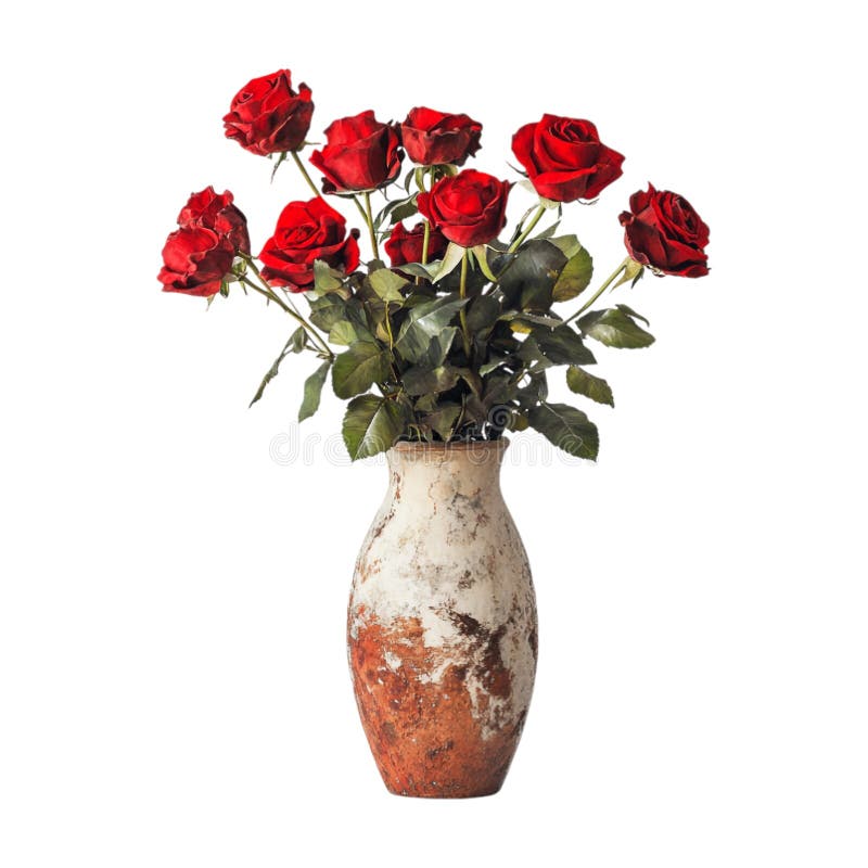 PNG Four Red Roses in a Vase on Transparent Background Stock ...