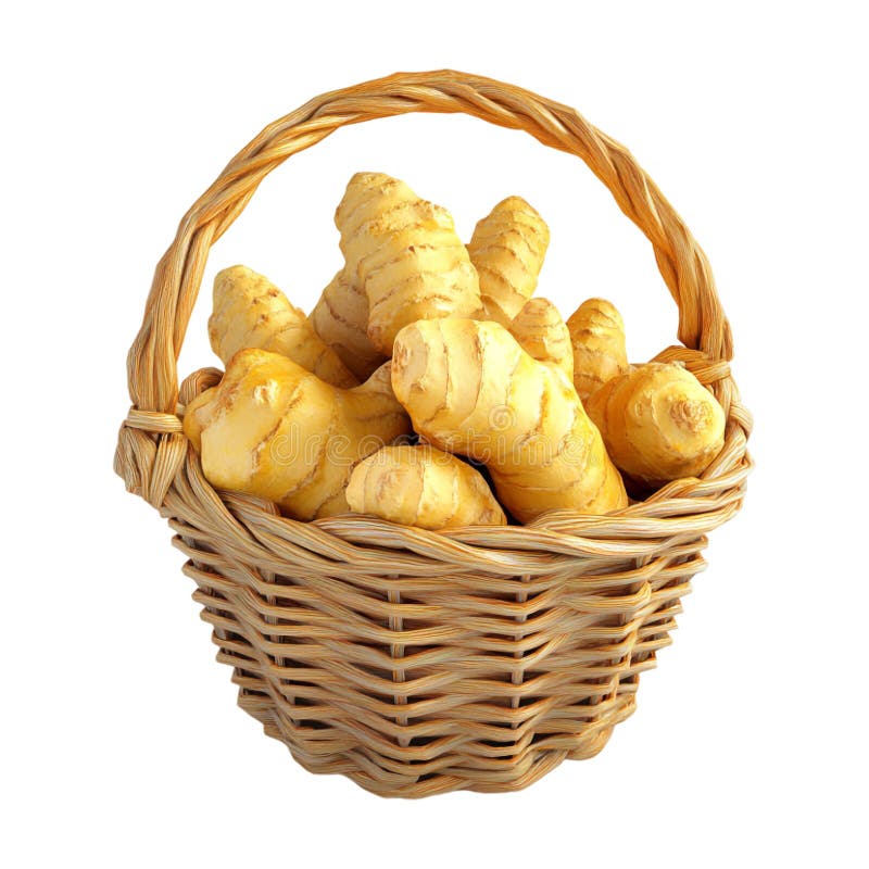 PNG Fresh Aromatic Ginger in a Basket on Transparent Background - Ai ...