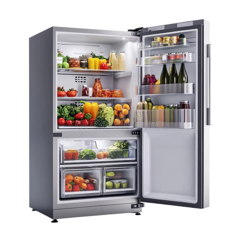 PNG Fridge with Food Items in it on Transparent Background - Ai ...