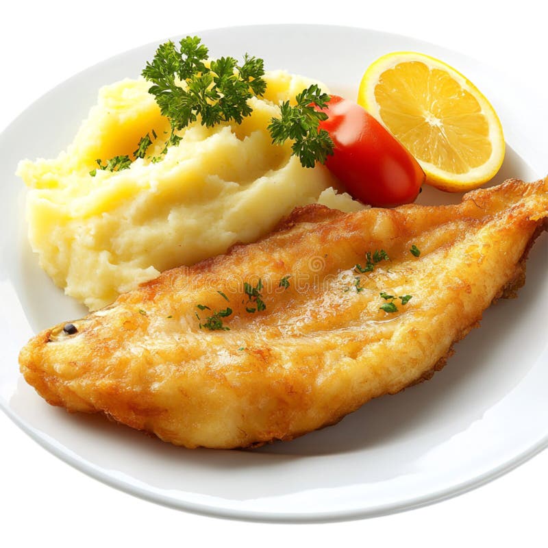 PNG Fried Fish with Lemon in a Plate on Transparent Background - Ai ...