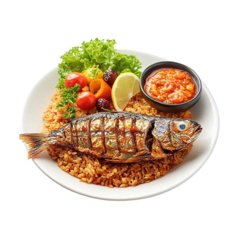PNG Fried Fish with Rice and Sauce on Plate on Transparent Background ...