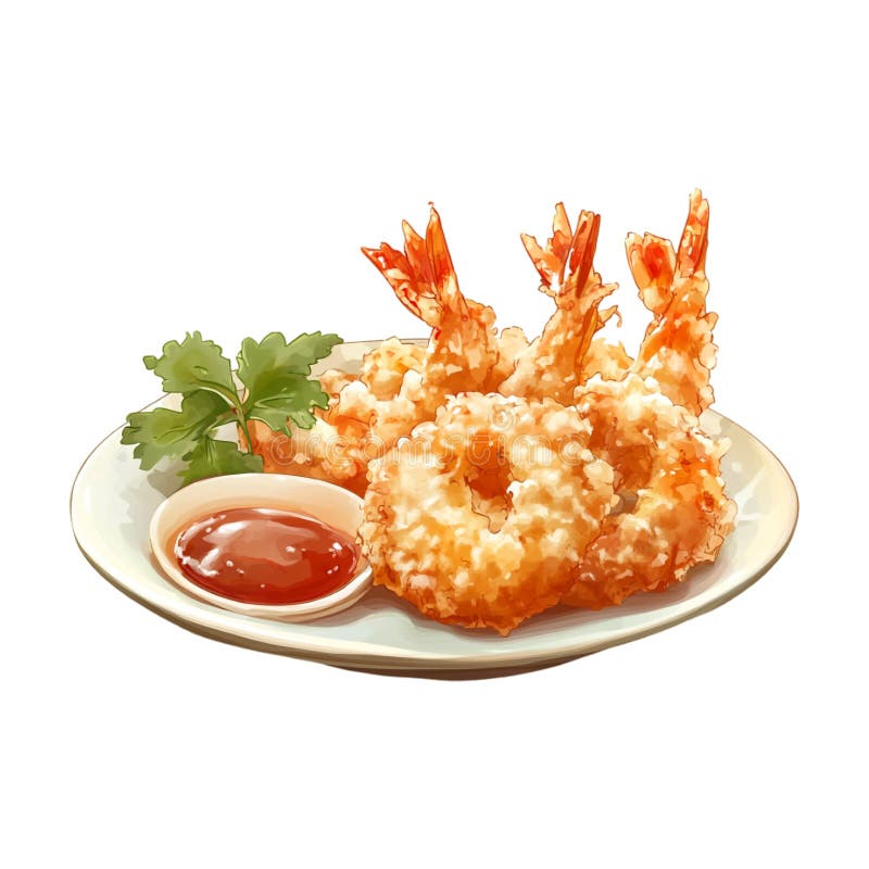 PNG Fried Prawns in a Plate on Transparent Background - Ai Generated ...