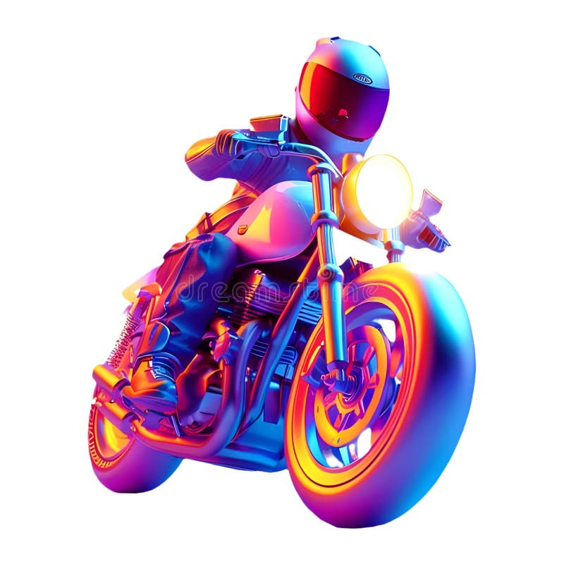 Png of Front View of Biker Riding a Motorcycle Against Transparent ...