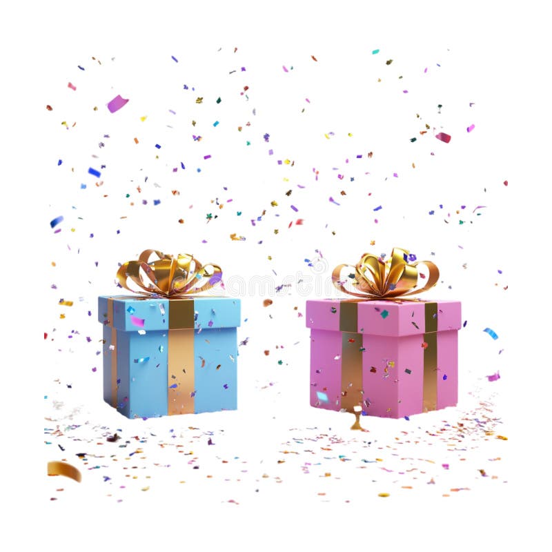 PNG Gift Boxes with Confetti Falling on Transparent Background - Ai ...