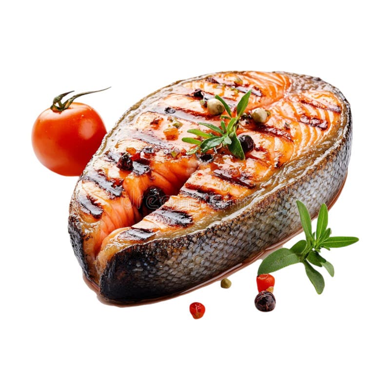 PNG Grilled Salmon Fish on Transparent Background - Ai Generated Stock ...