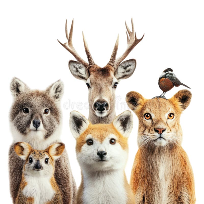 PNG Group of Animals on Transparent Background Stock Illustration ...